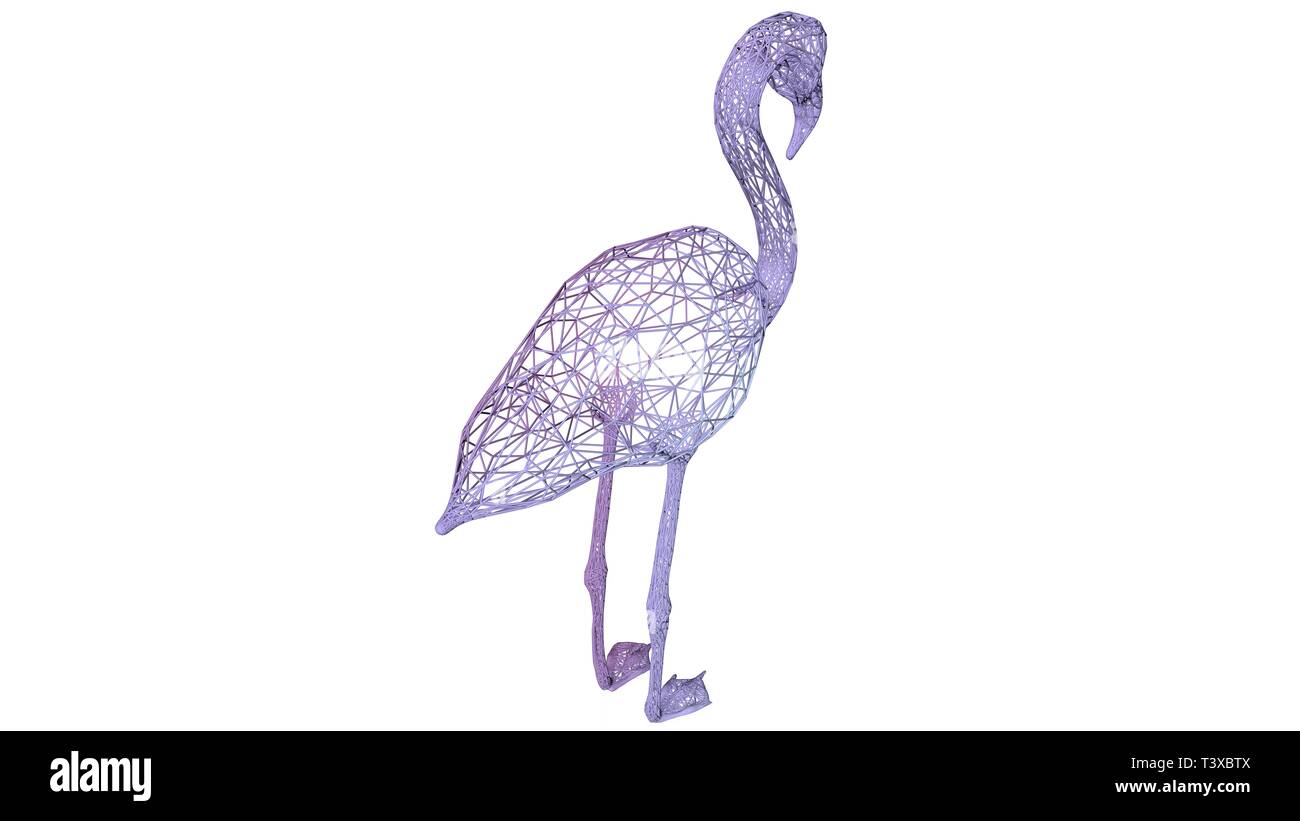 3d rendering of an artistic animal with reflection isolated on white ...
