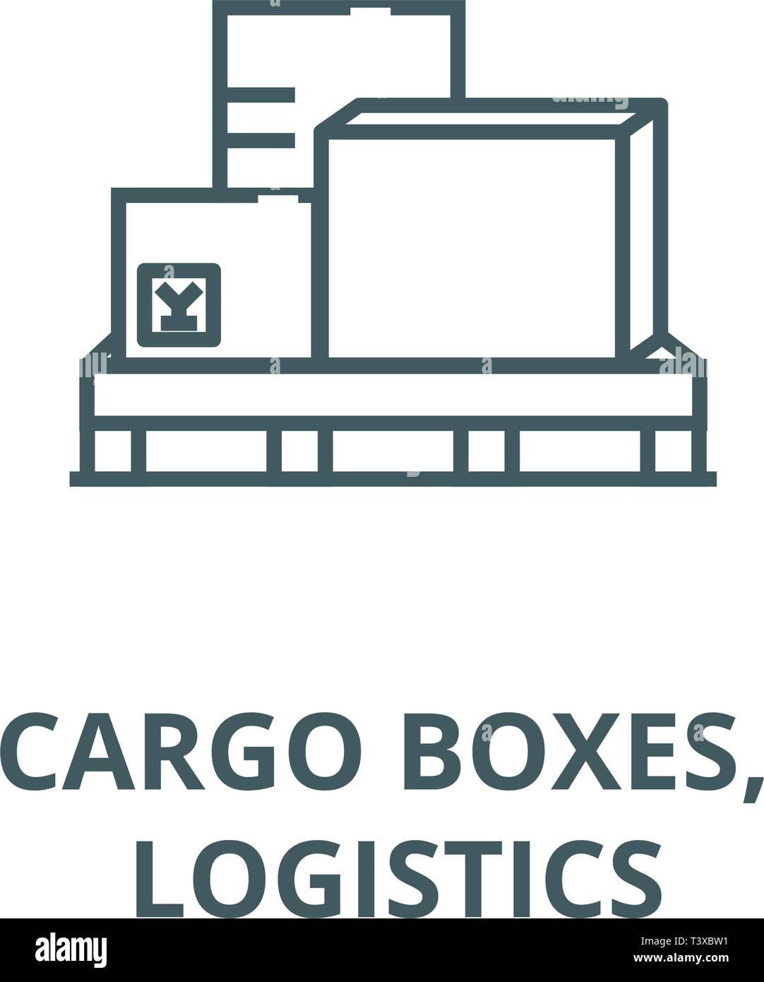Cargo boxes, logistics line icon, vector. Cargo boxes, logistics ...