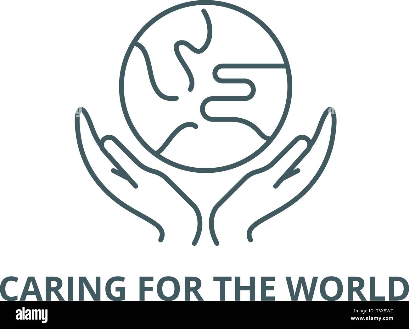 Caring for the world line icon, vector. Caring for the world outline ...