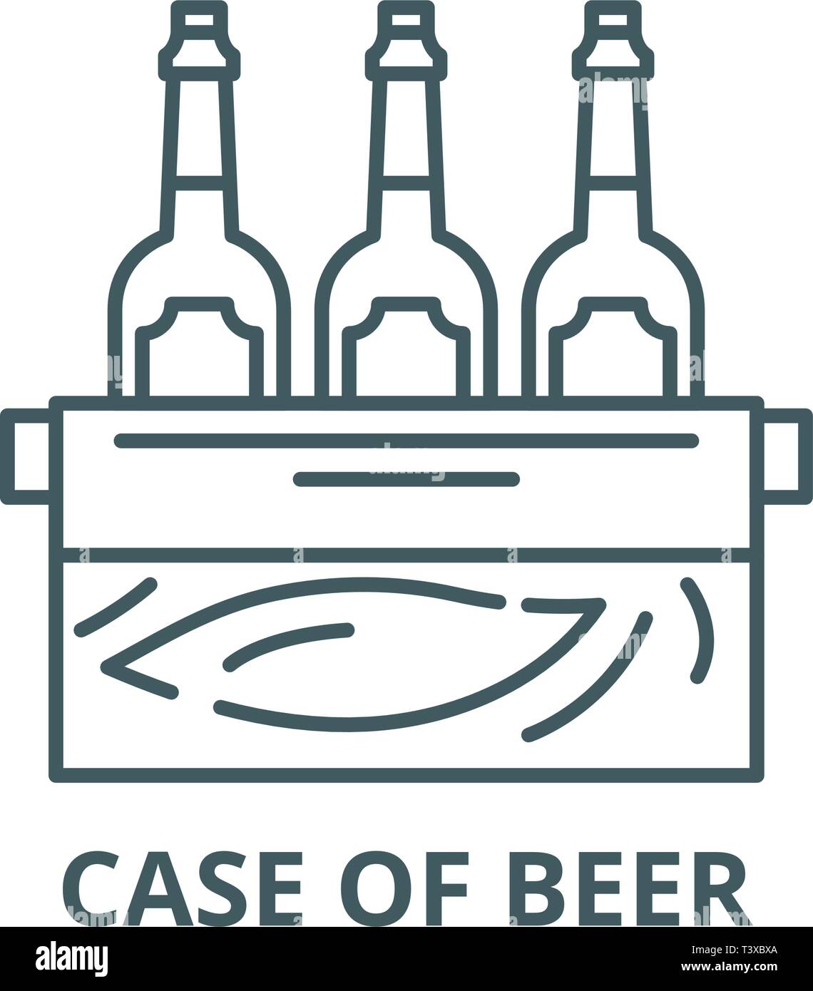 Case of beer line icon, vector. Case of beer outline sign, concept ...