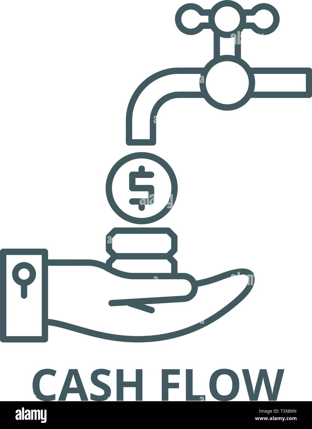 Cash flow line icon, vector. Cash flow outline sign, concept symbol ...