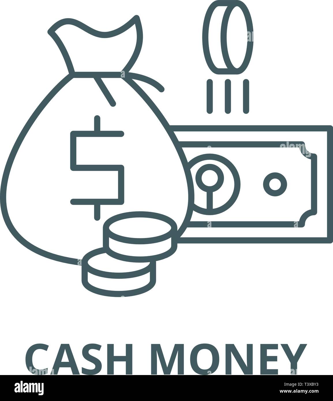 Cash money line icon, vector. Cash money outline sign, concept symbol ...