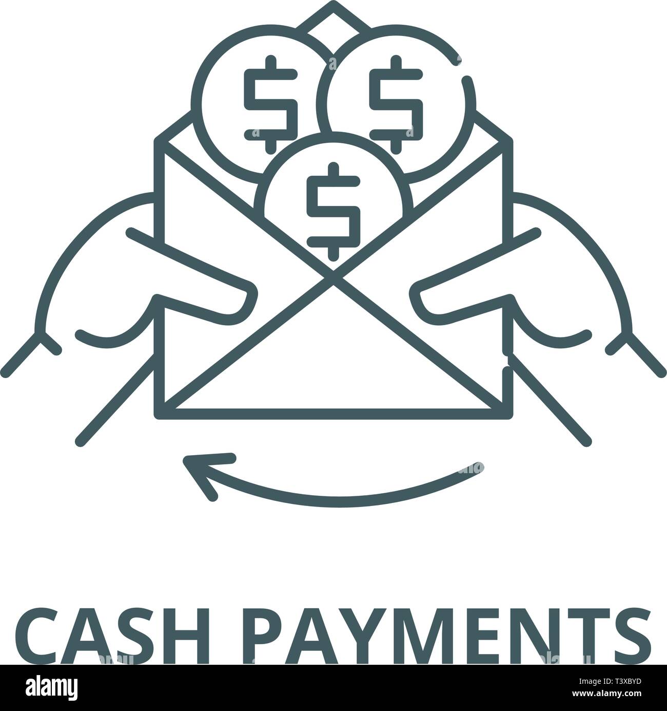 Cash payments line icon, vector. Cash payments outline sign, concept ...