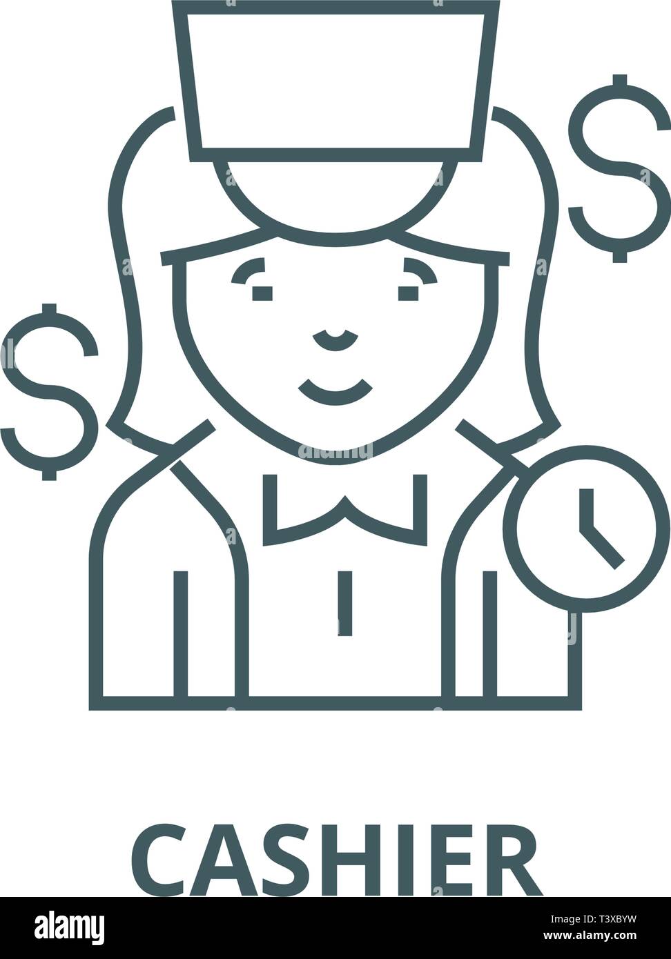 Cashier line icon, vector. Cashier outline sign, concept symbol, flat ...