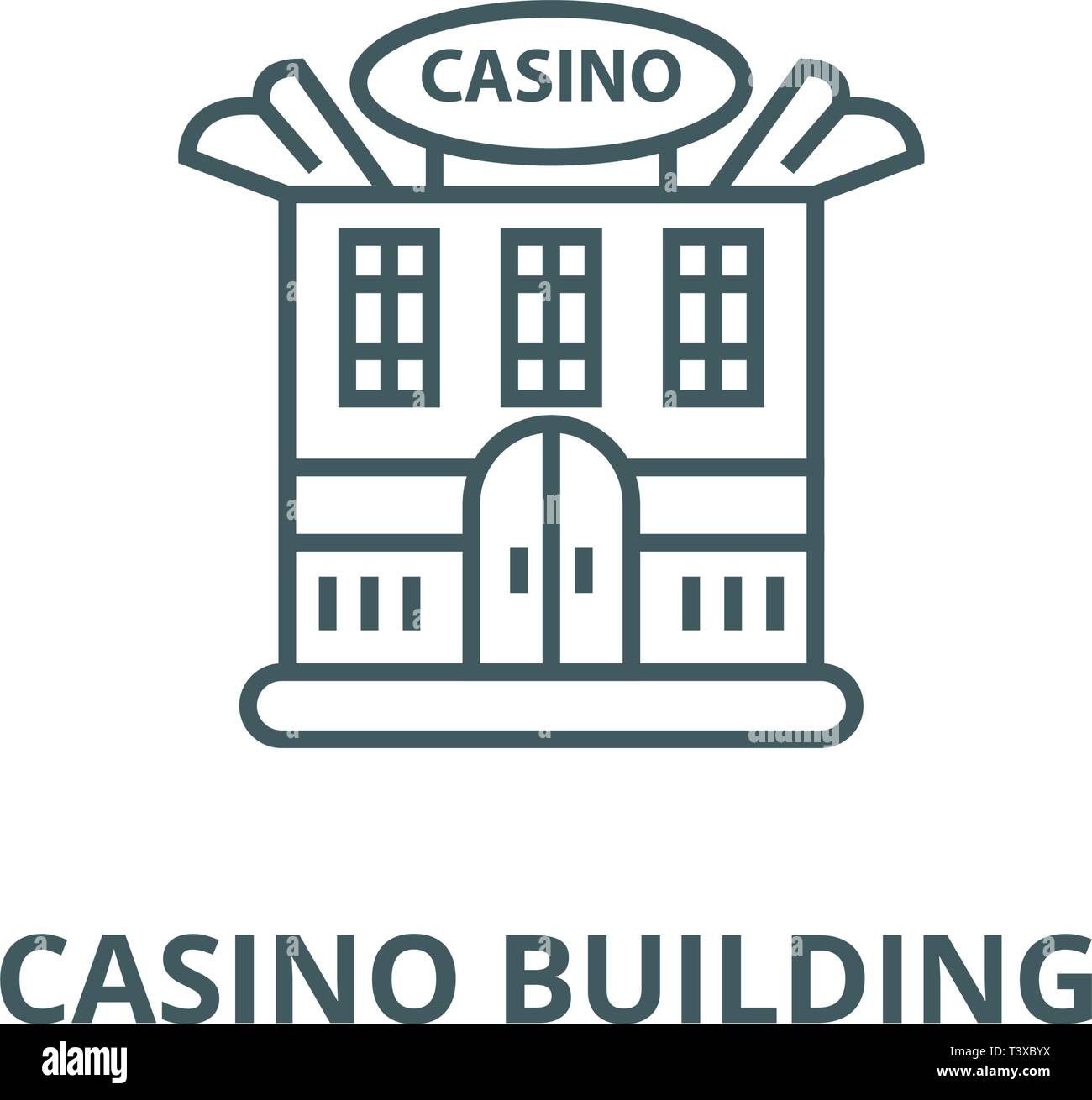 Casino building line icon, vector. Casino building outline sign ...