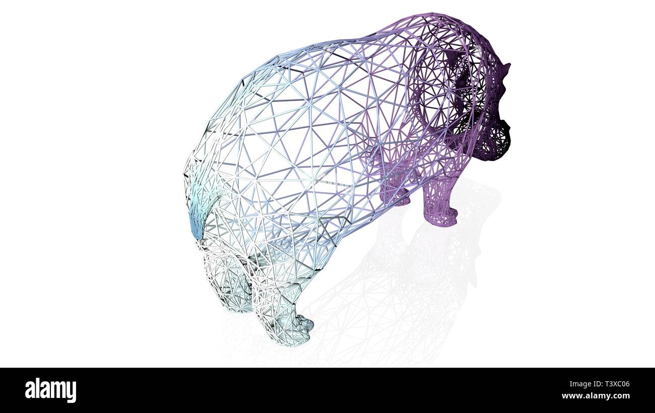 3d rendering of an artistic animal with reflection isolated on white ...