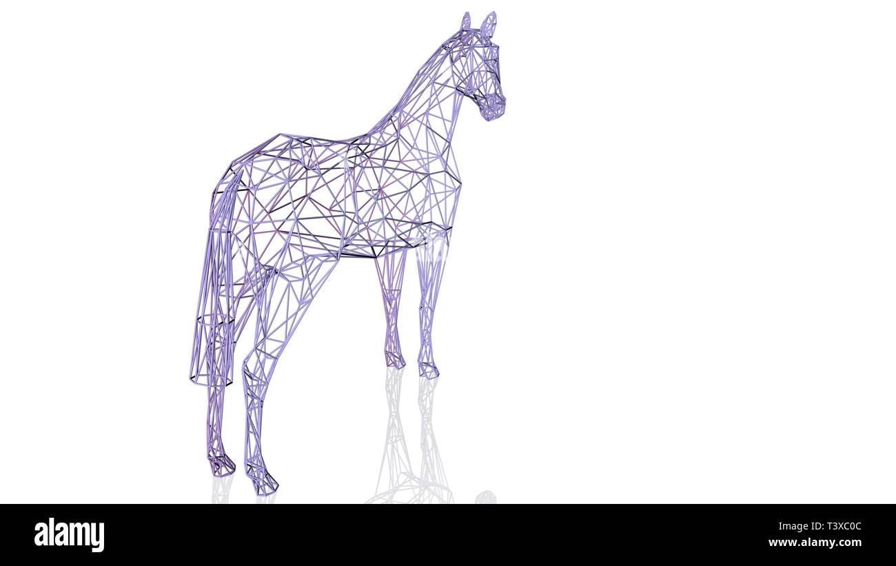 3d rendering of an artistic animal with reflection isolated on white ...