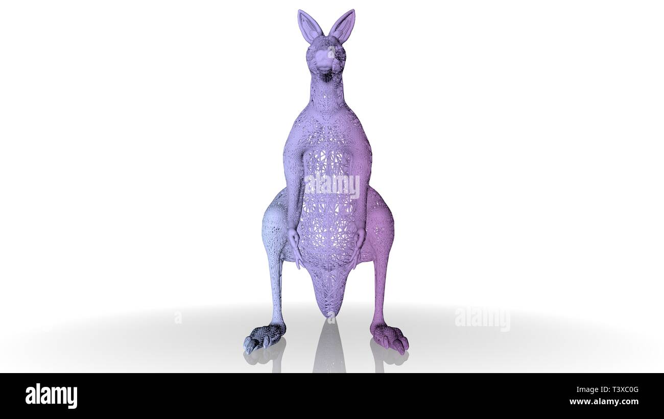 3d rendering of an artistic animal with reflection isolated on white ...