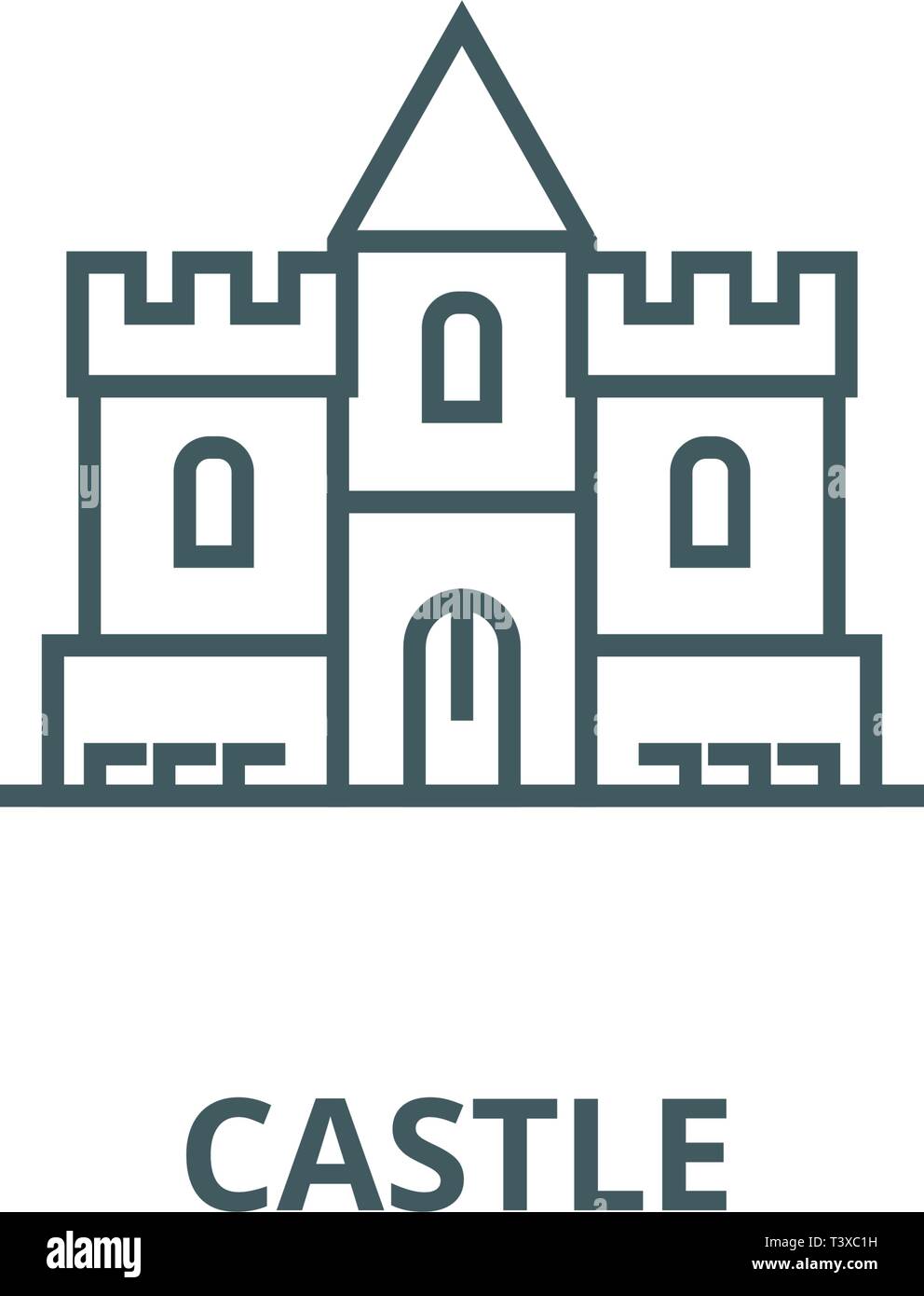 Castle line icon, vector. Castle outline sign, concept symbol, flat ...