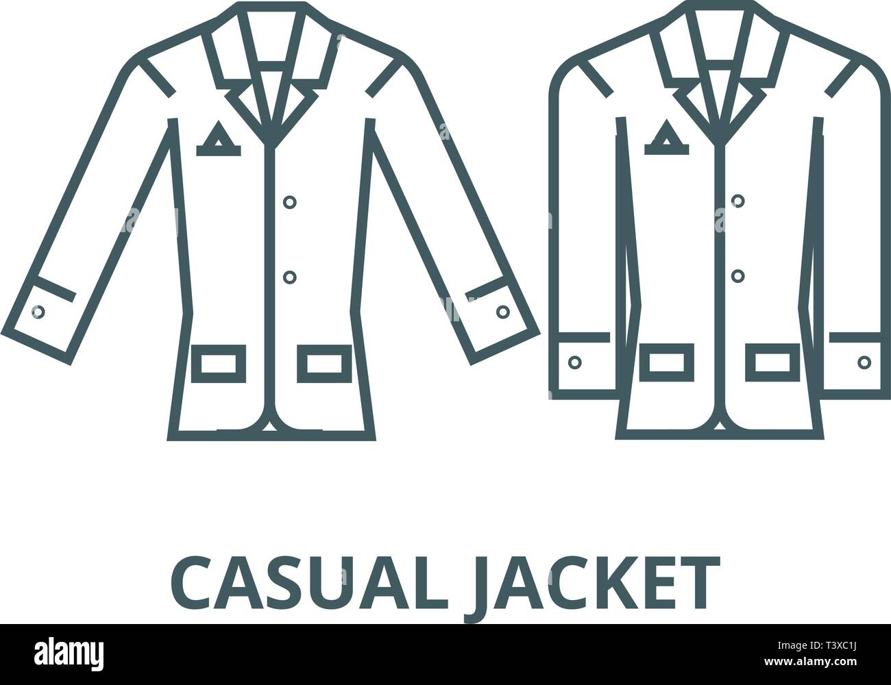 Casual jacket line icon, vector. Casual jacket outline sign, concept ...