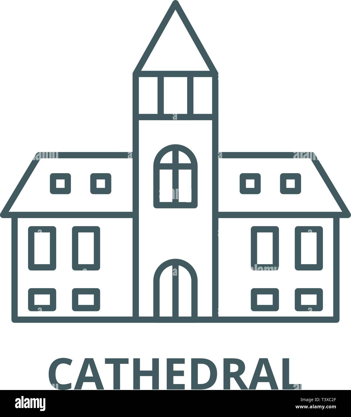 Cathedral line icon, vector. Cathedral outline sign, concept symbol ...