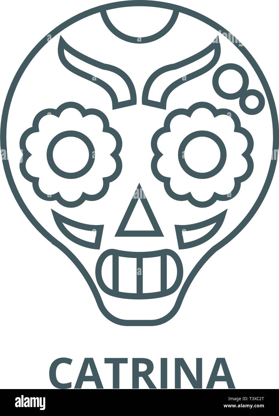 Catrina line icon, vector. Catrina outline sign, concept symbol, flat ...