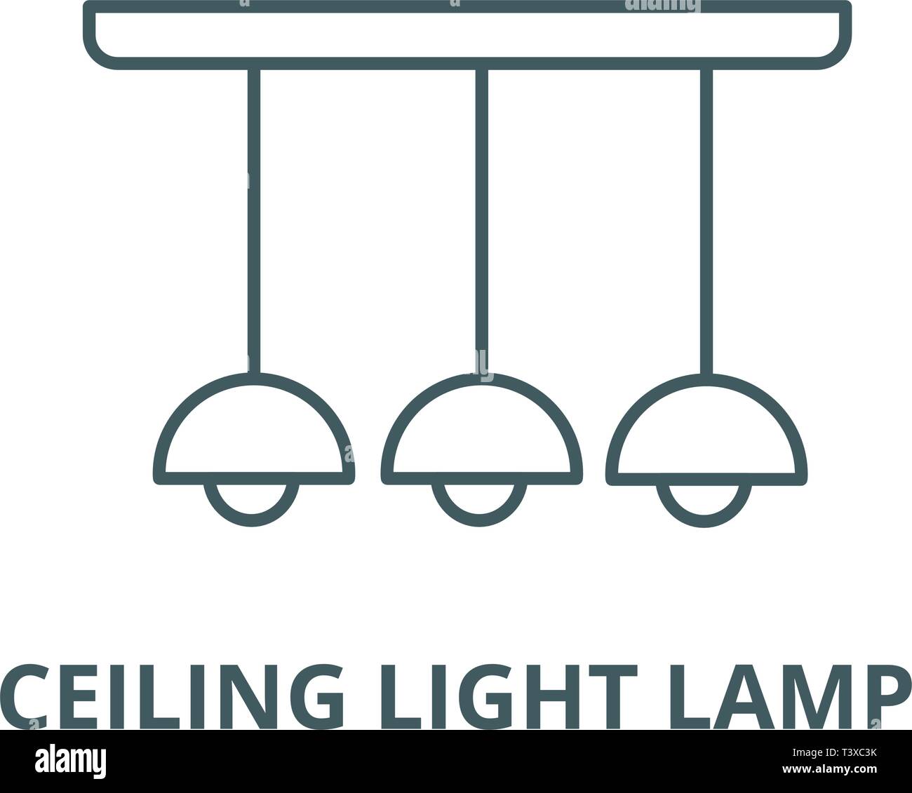 Ceiling light lamp line icon, vector. Ceiling light lamp outline sign ...