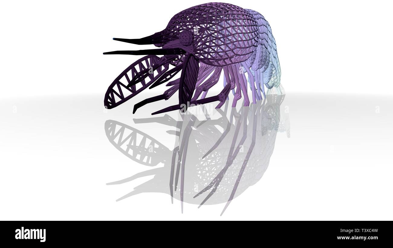 3d rendering of an artistic animal with reflection isolated on white ...