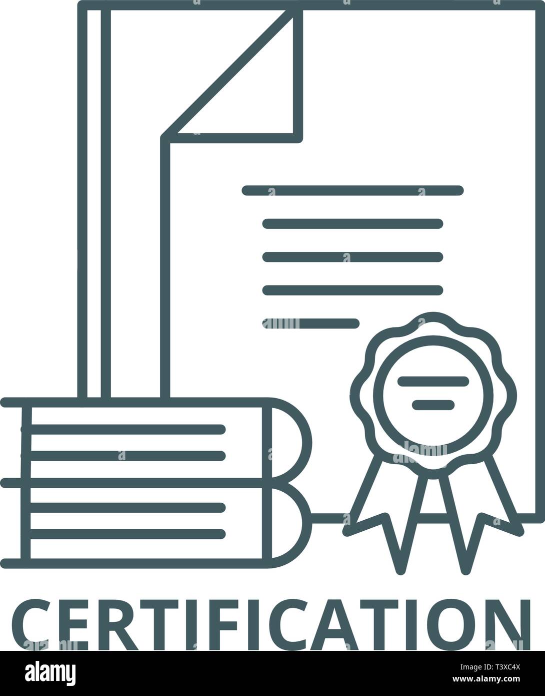 Certification line icon, vector. Certification outline sign, concept ...