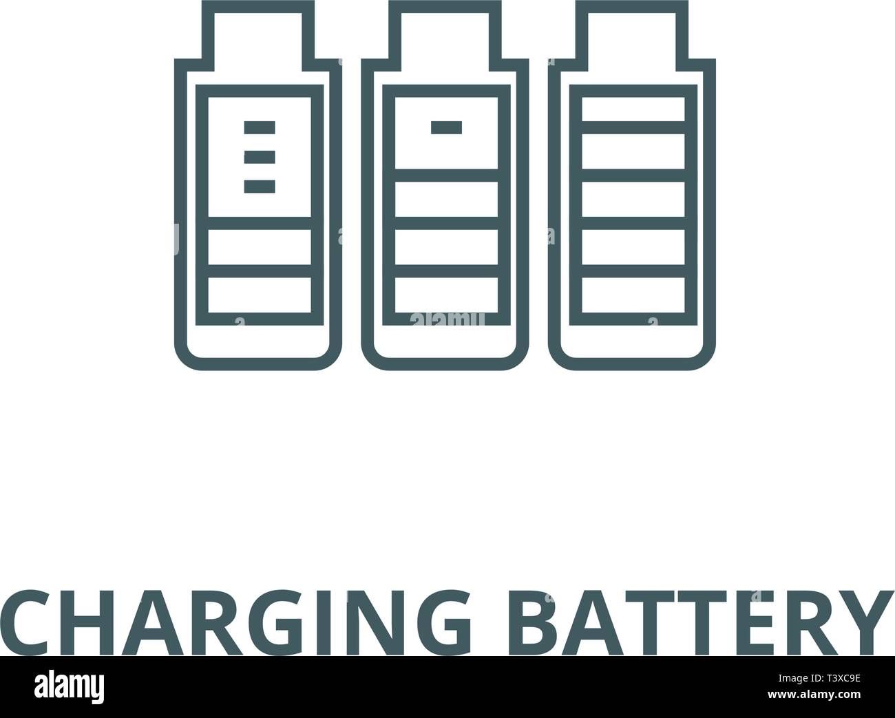 Charging battery line icon, vector. Charging battery outline sign ...