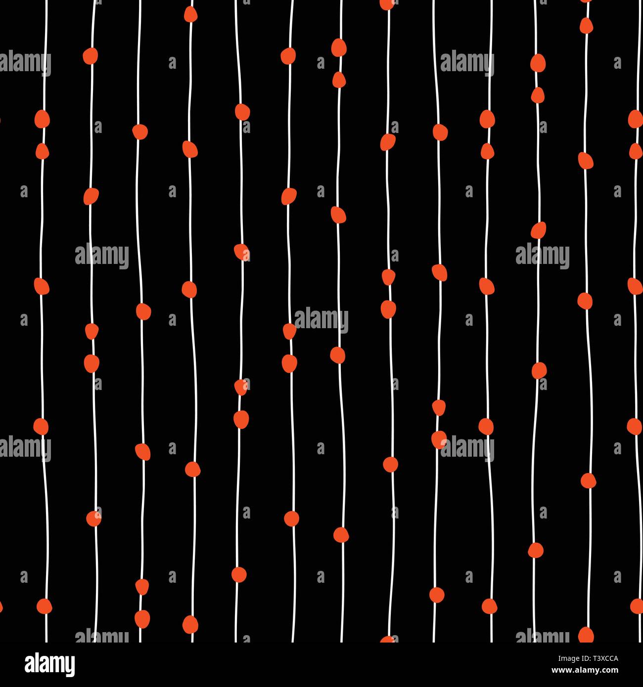 Red dots on vertical hand drawn lines seamless vector pattern Stock ...