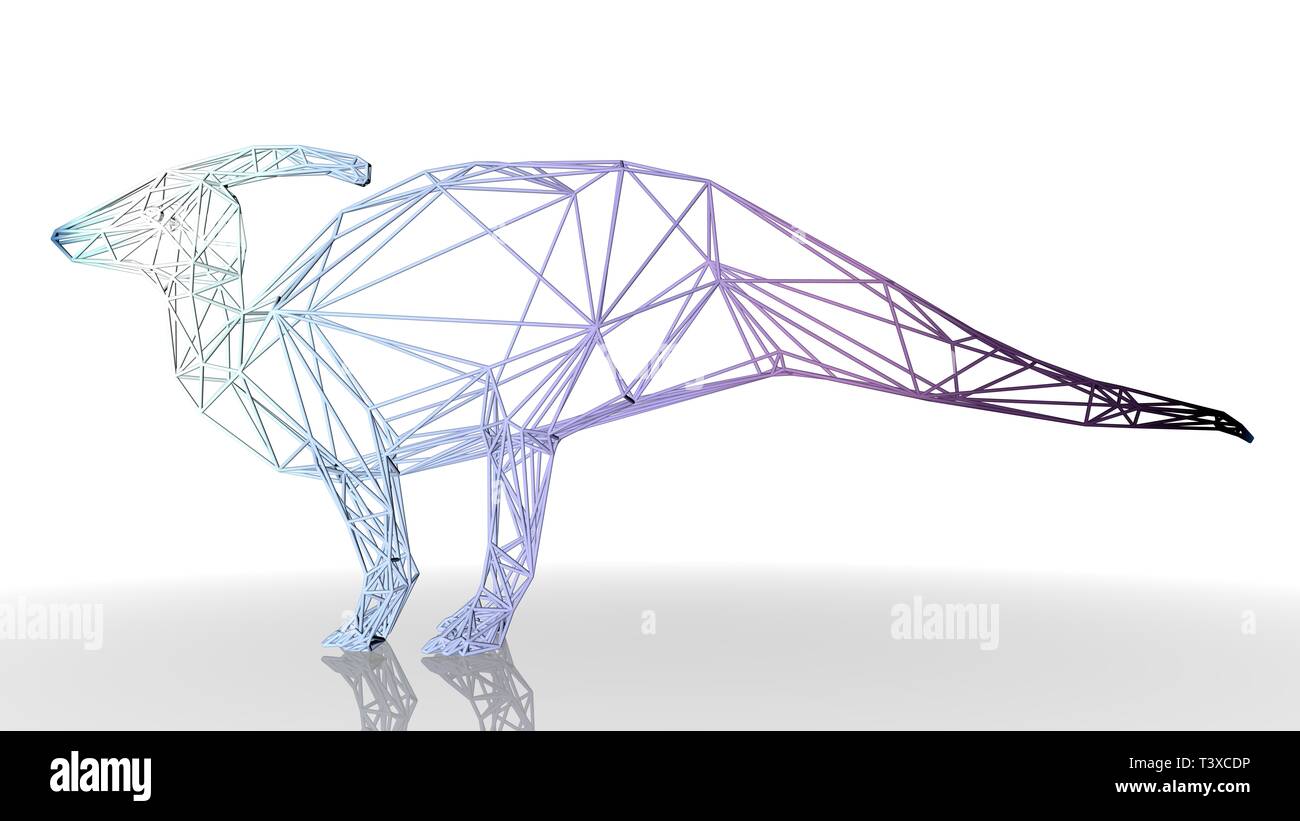 3d rendering of an artistic animal with reflection isolated on white ...