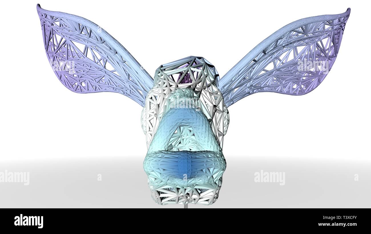 3d rendering of an artistic animal with reflection isolated on white ...