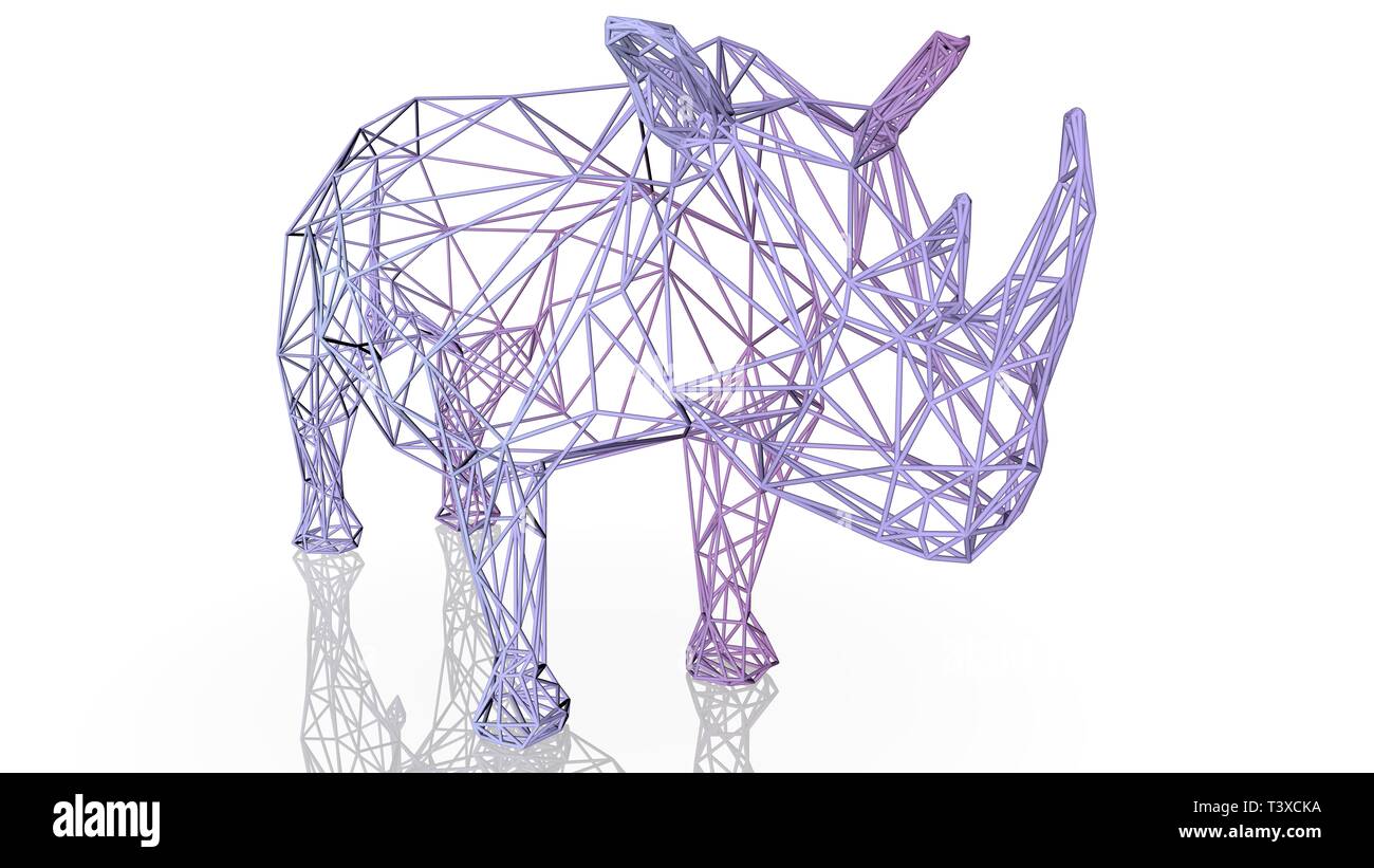 3d rendering of an artistic animal with reflection isolated on white ...