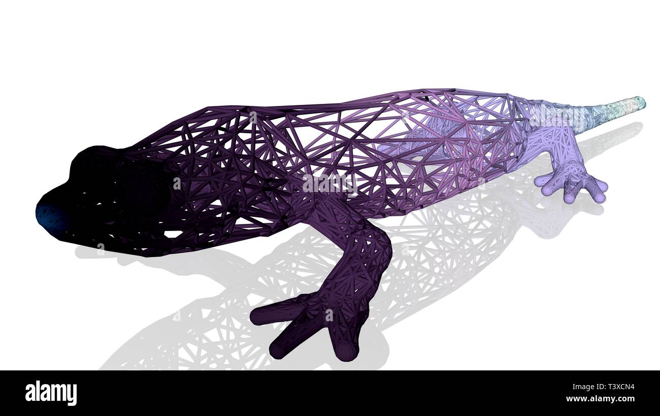 3d rendering of an artistic animal with reflection isolated on white ...