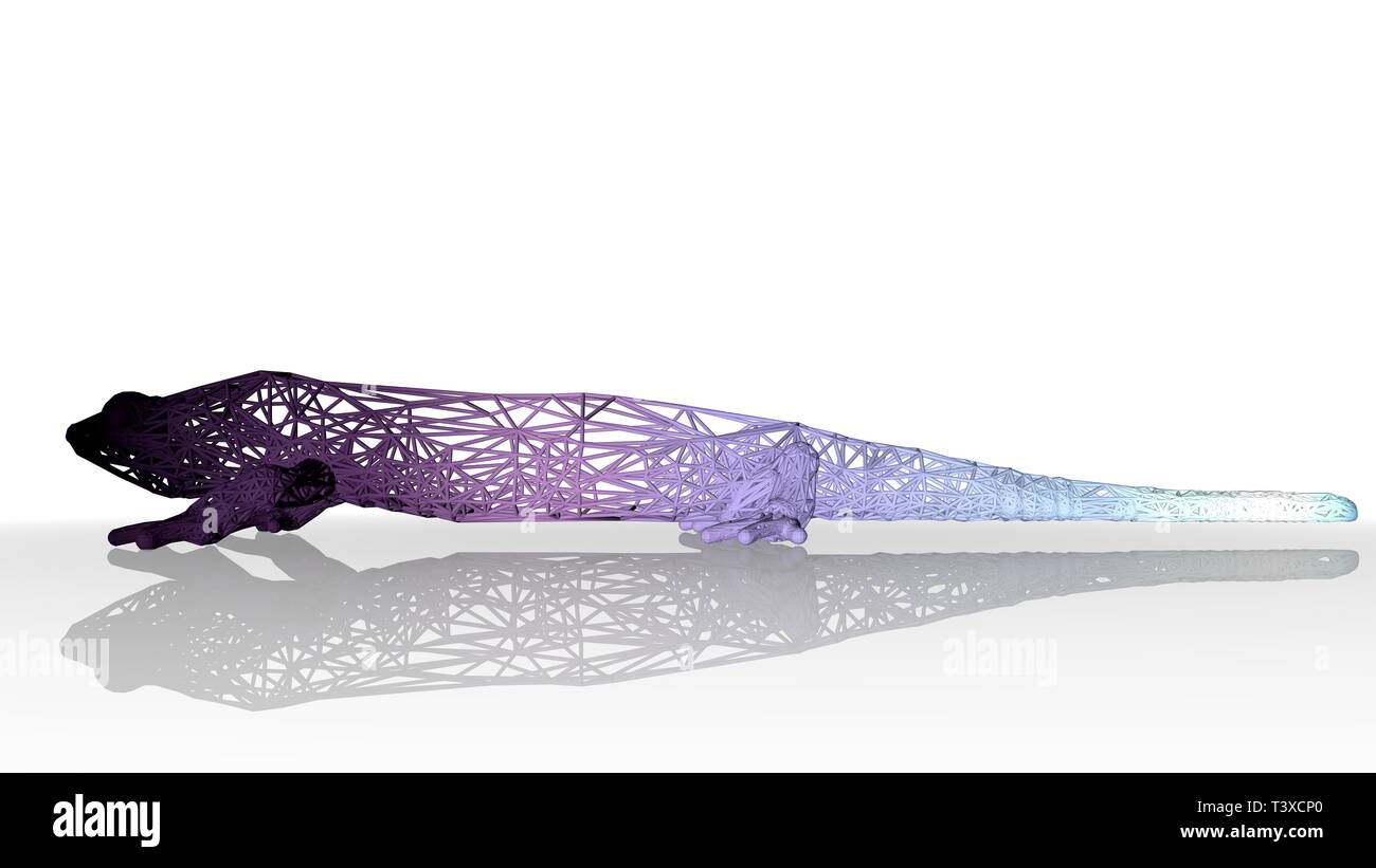 3d rendering of an artistic animal with reflection isolated on white ...