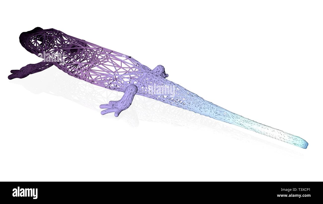 3d rendering of an artistic animal with reflection isolated on white ...