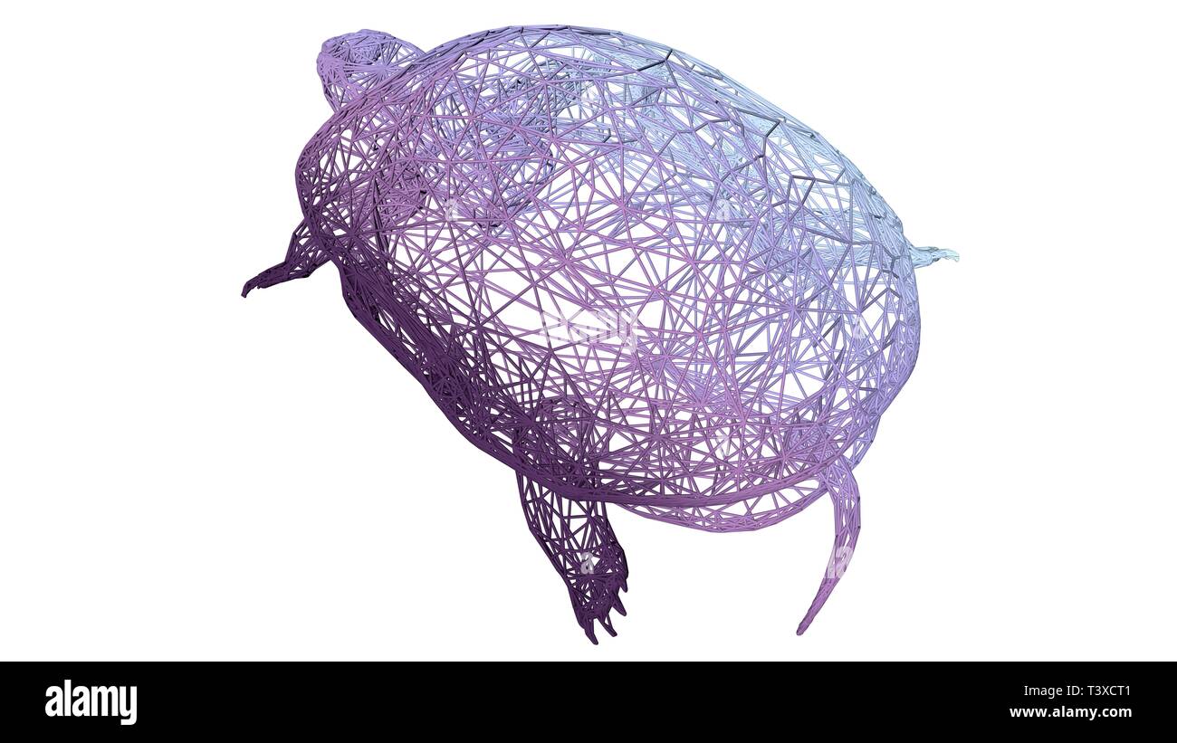 3d rendering of an artistic animal with reflection isolated on white ...