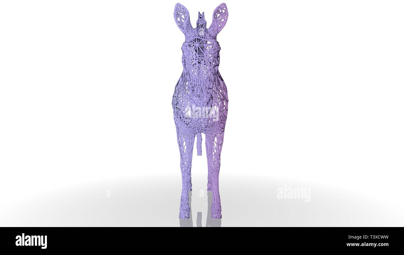 3d rendering of an artistic animal with reflection isolated on white ...