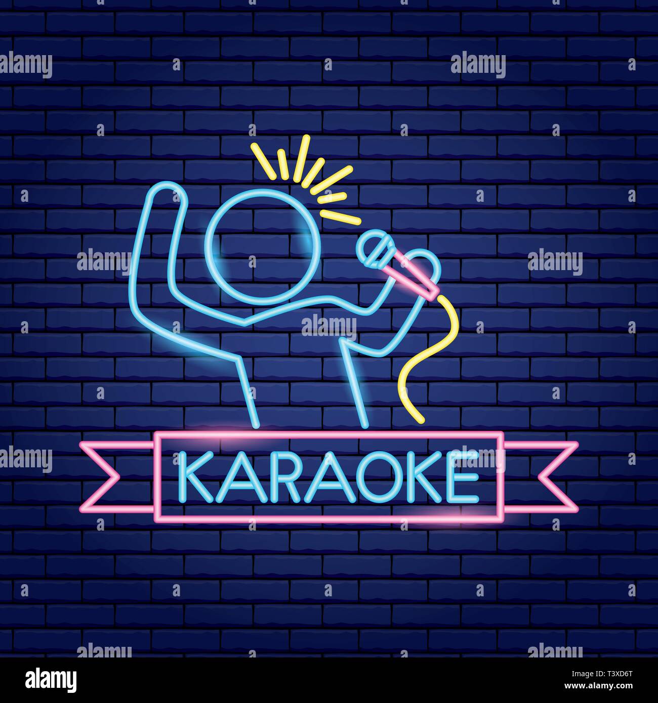 Singer Microphone Karaoke Neon Stock Vector Image And Art Alamy