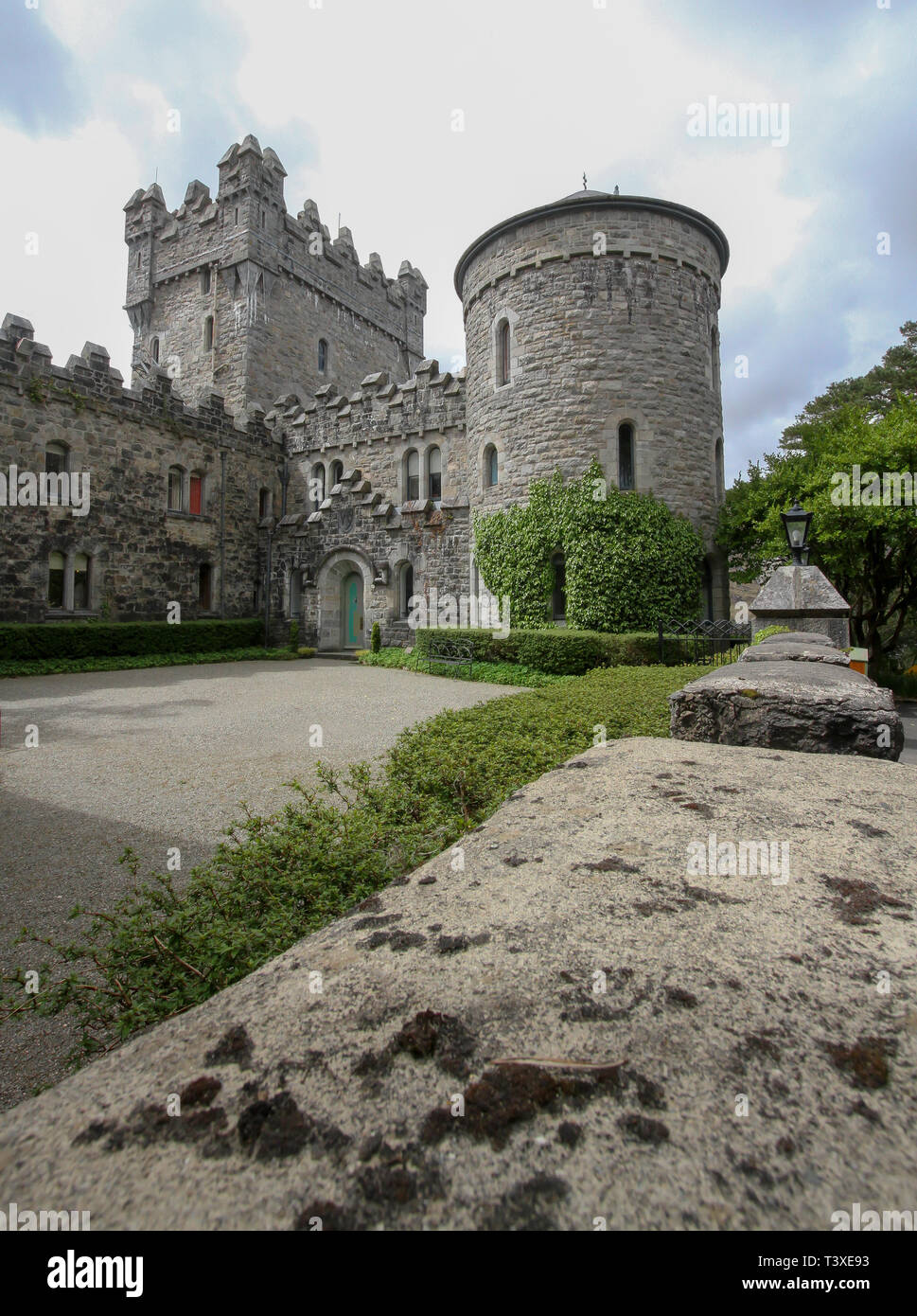Walls and turrets of Glenveagh Castle, Glenveagh National Park, County ...