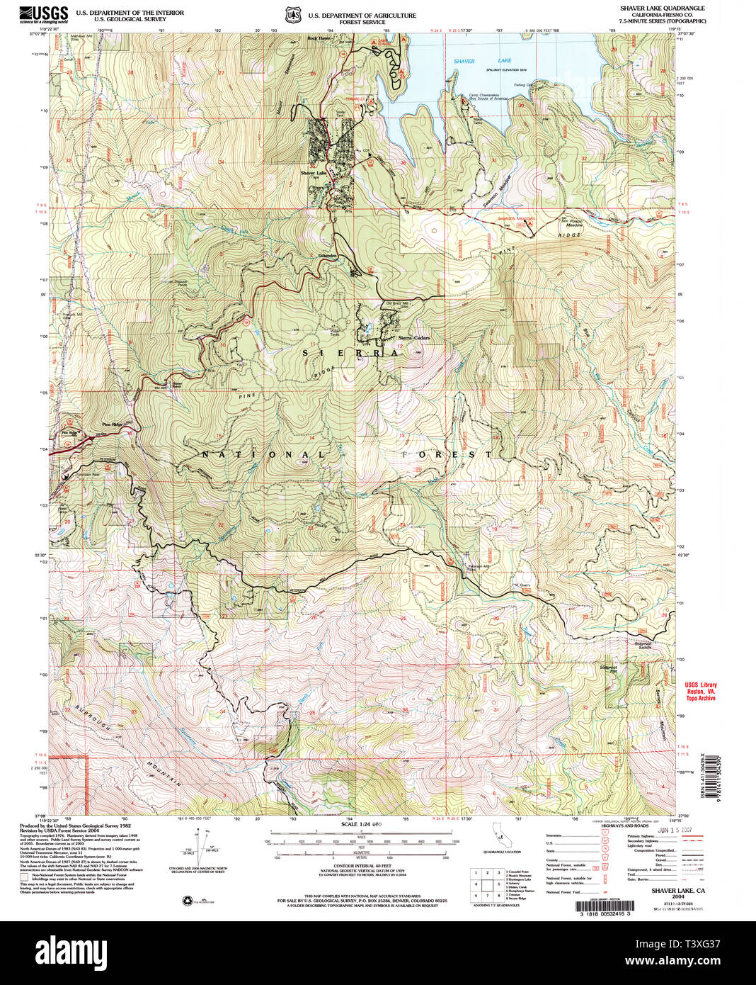 USGS TOPO Map California CA Shaver Lake 295167 2004 24000 Restoration ...