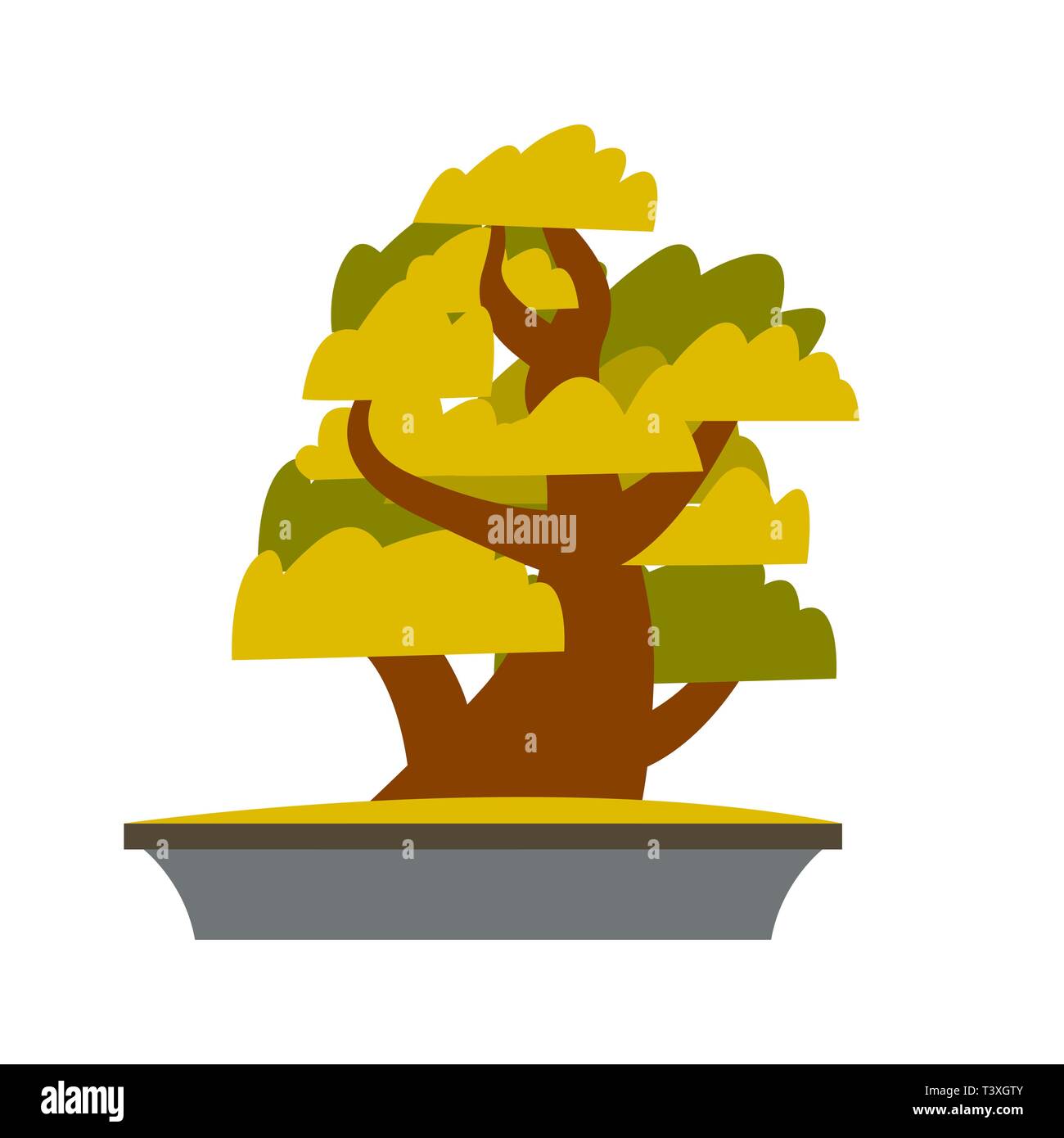 Bonsai Japanese Cartoon Vector Tree Growing In Pot Stock Vector Image ...