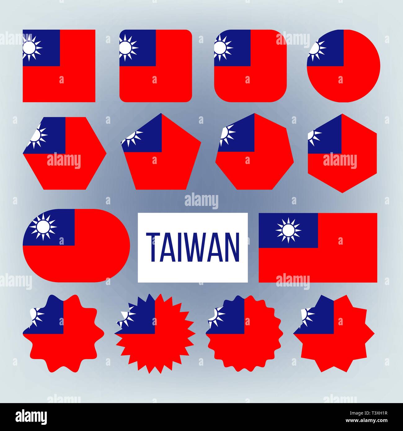 Taiwan Various Shapes Vector National Flags Set Stock Vector Image ...