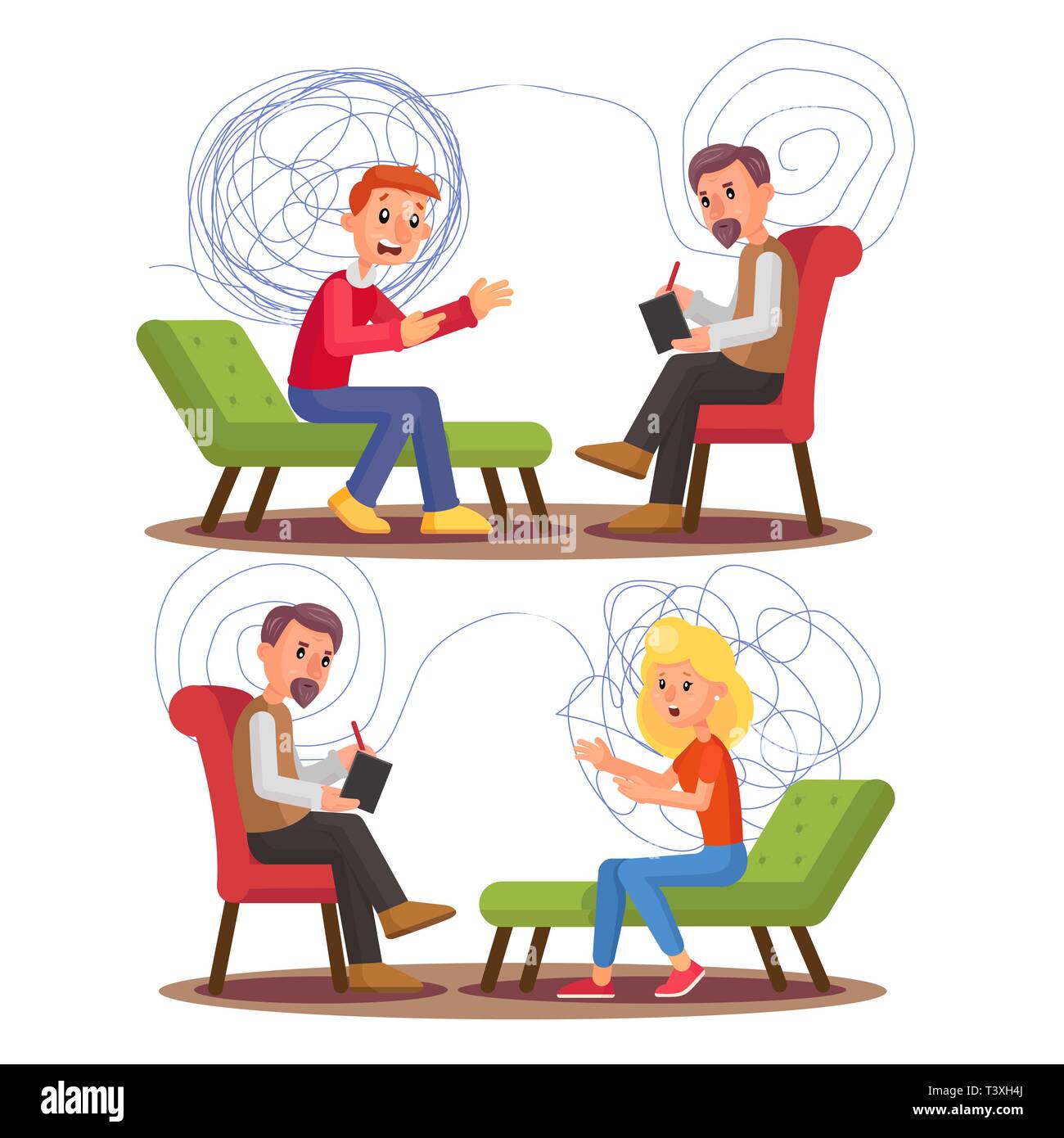 Psychiatry, Psychology Professional Consultation Vector Illustration ...