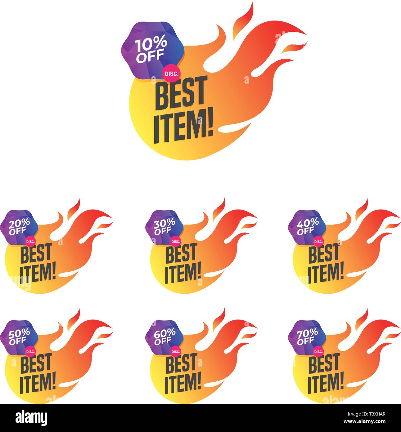 Fire Hot Sale tags set vector badges template Best item, best deal ...