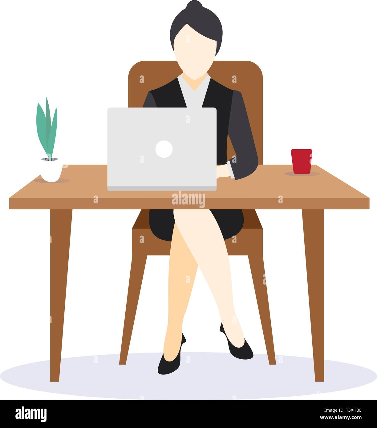 Business woman entrepreneur in a suit working on a laptop compute Stock ...