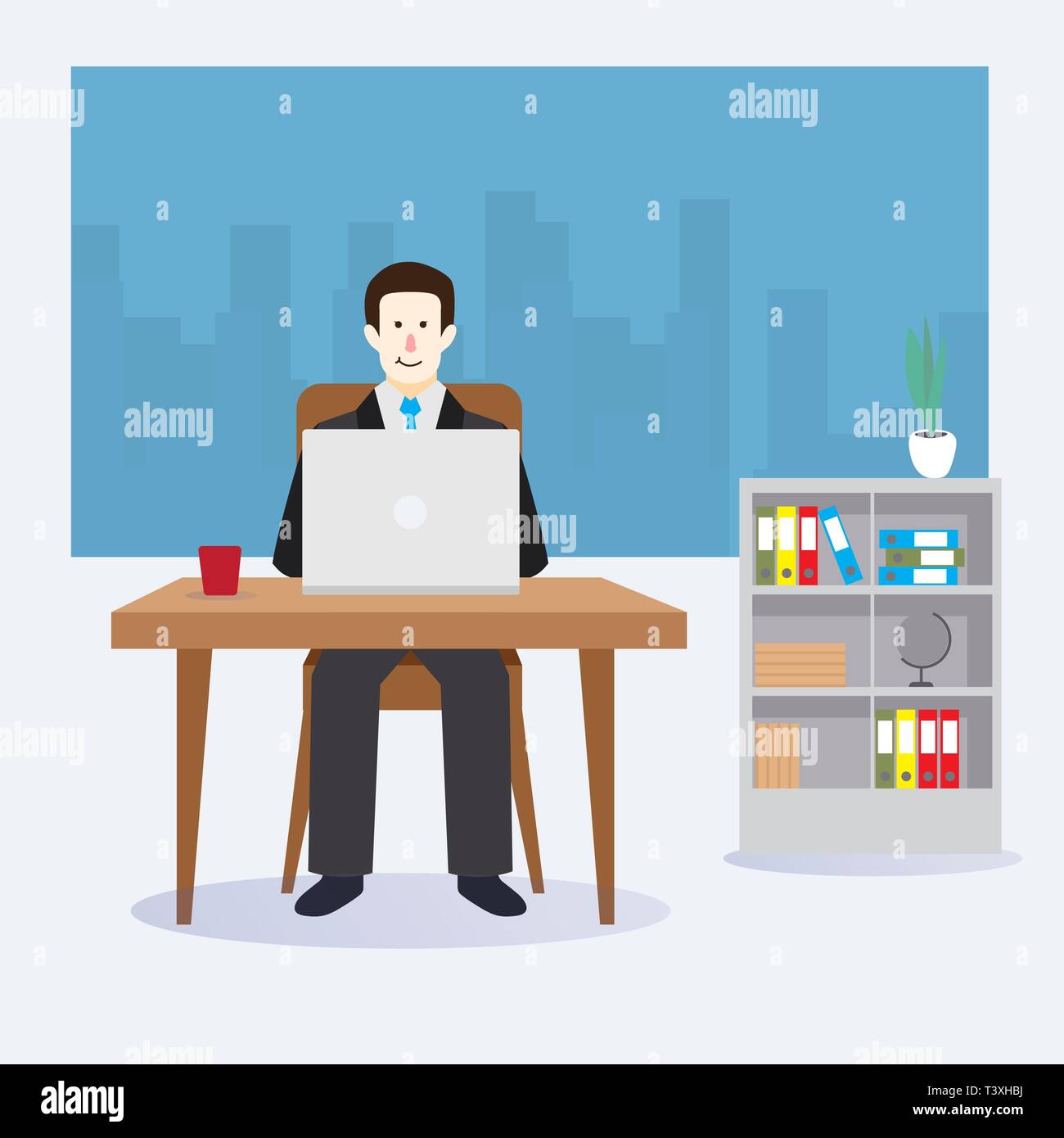 Business man desk behind Stock Vector Images - Alamy