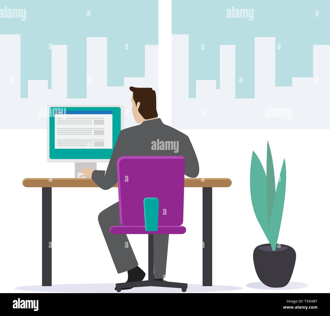 Business man desk behind Stock Vector Images - Alamy