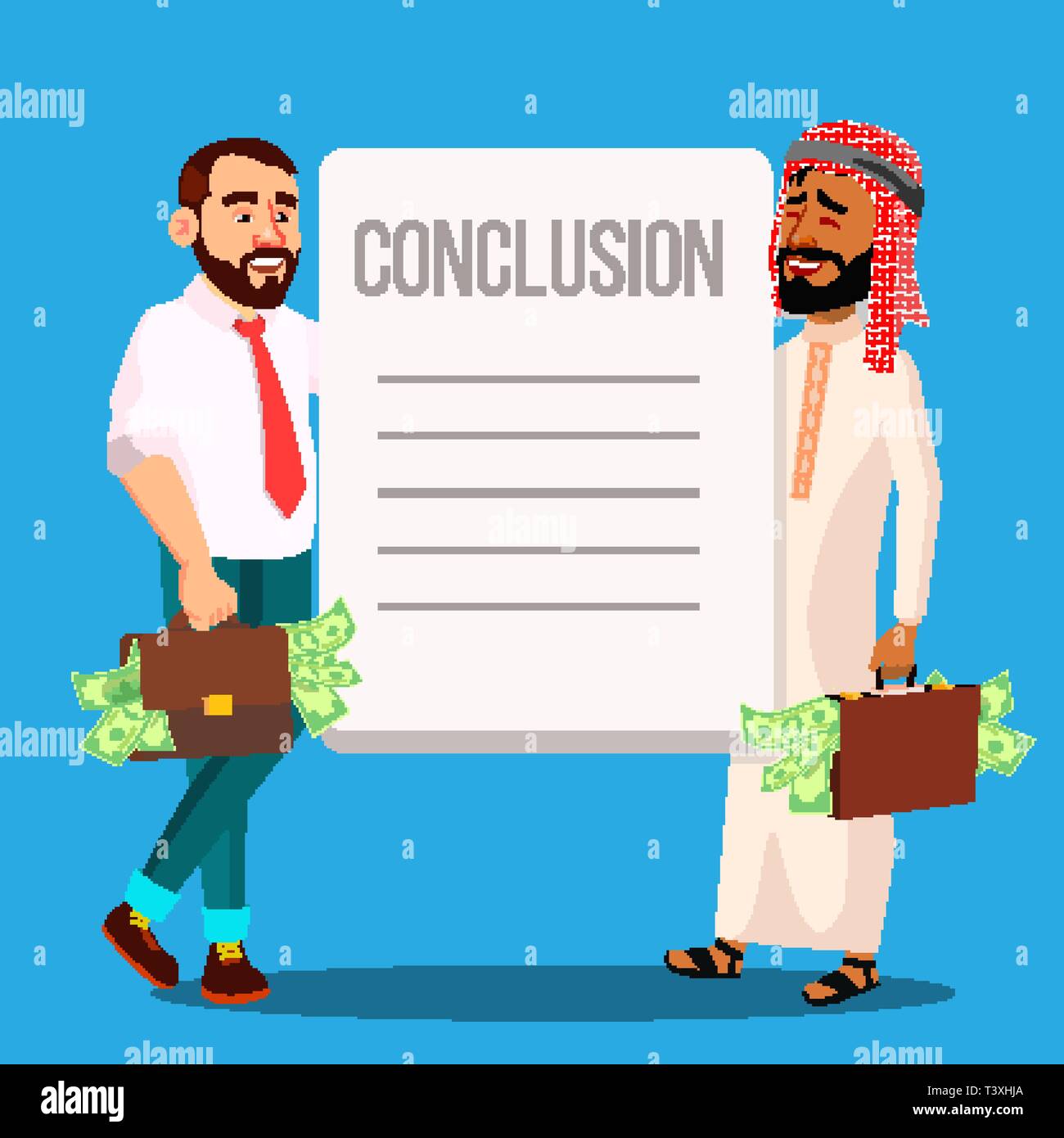 Successful Business Agreement Vector Cartoon Poster Template Stock ...