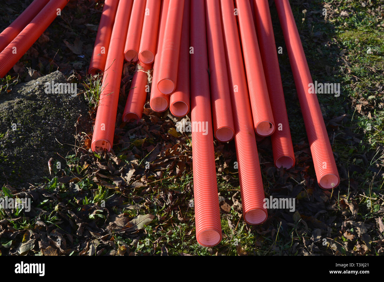 Red plastic tubing underground cable hi-res stock photography and ...