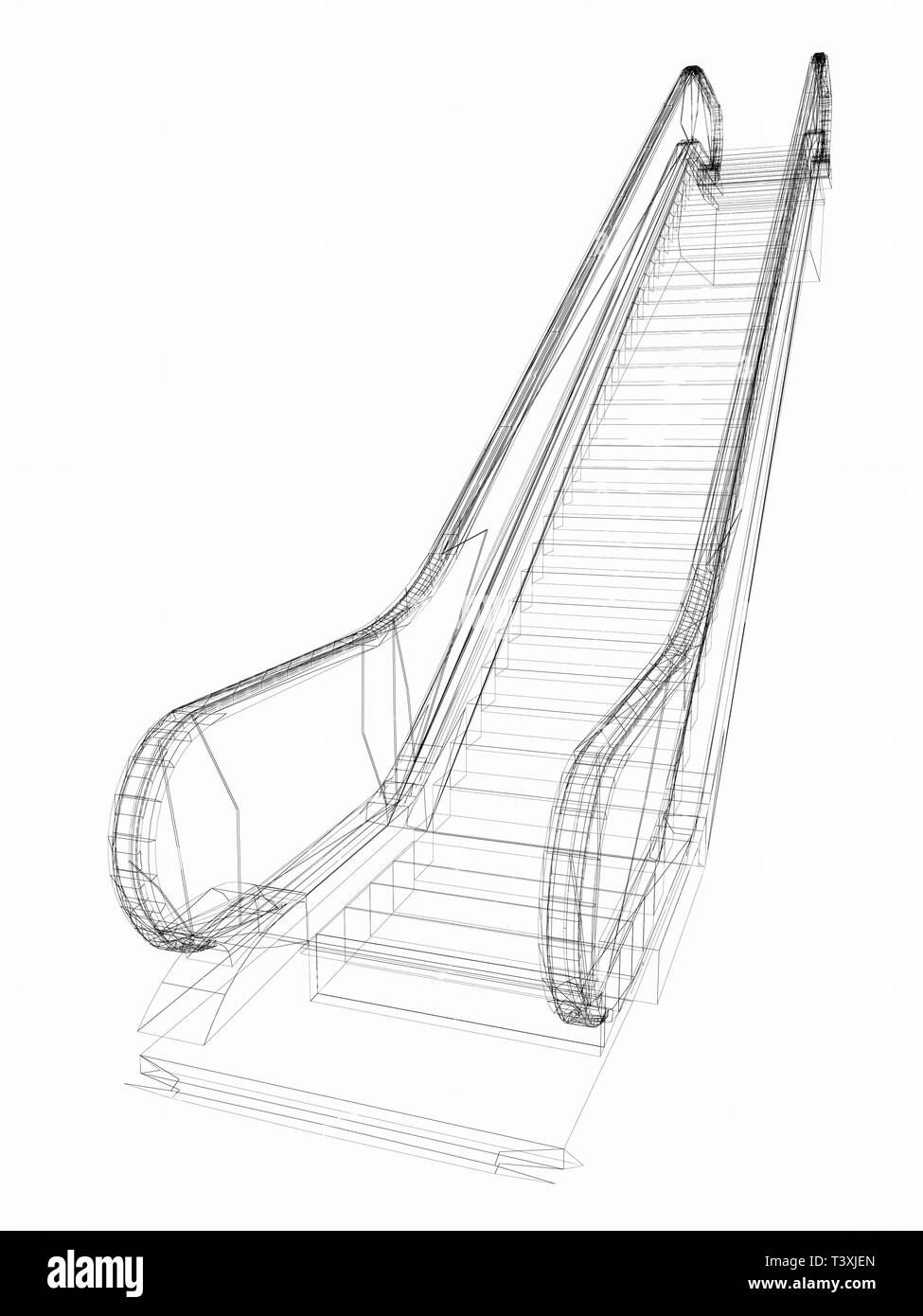 Single escalator. 3d illustration Stock Photo - Alamy