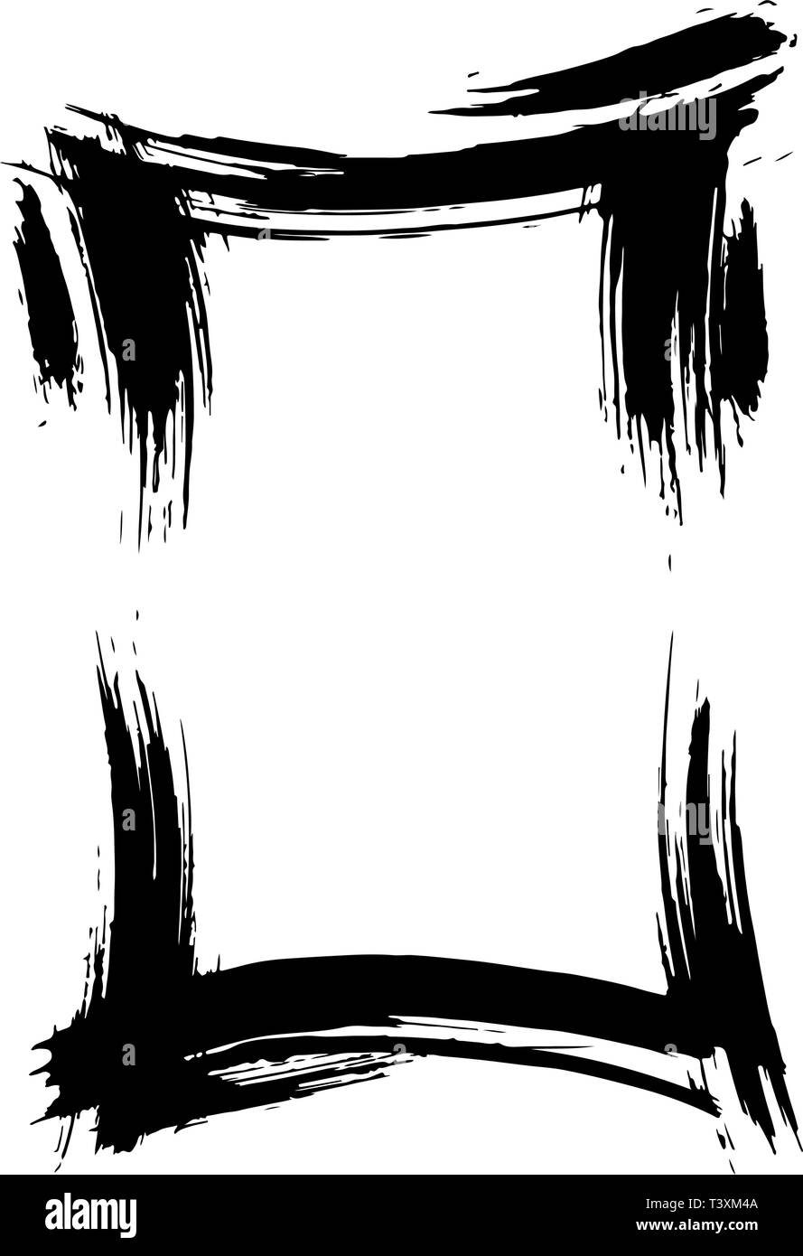 Vector Dry brush frames. Hand drawn artistic frames. Black and white ...