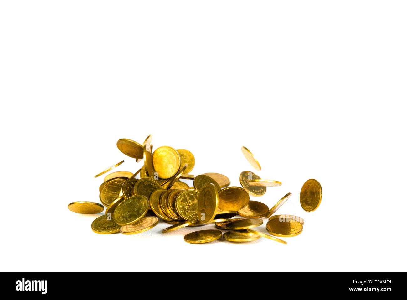 Movement of falling gold coin, flying coin, rain money isolated on ...