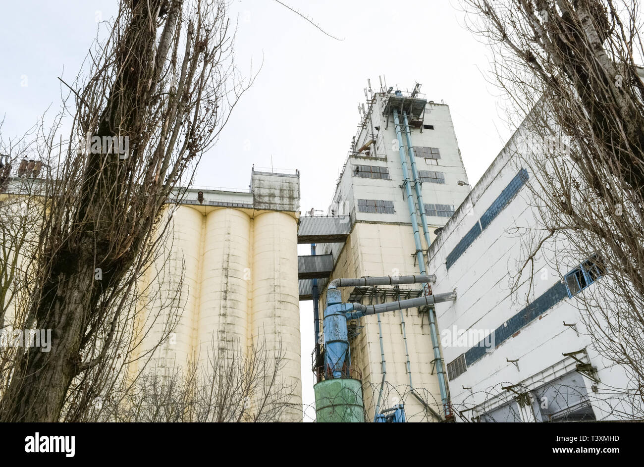 Building for storing and drying grain. Soviet-built elevator Stock ...