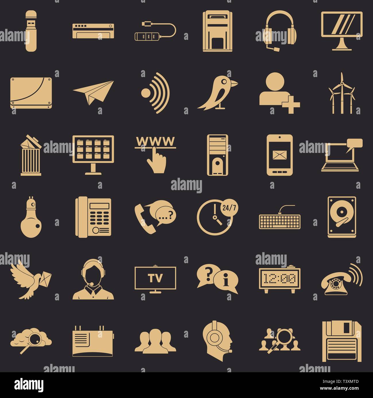 Wireless communication icons set, simple style Stock Vector Image & Art ...