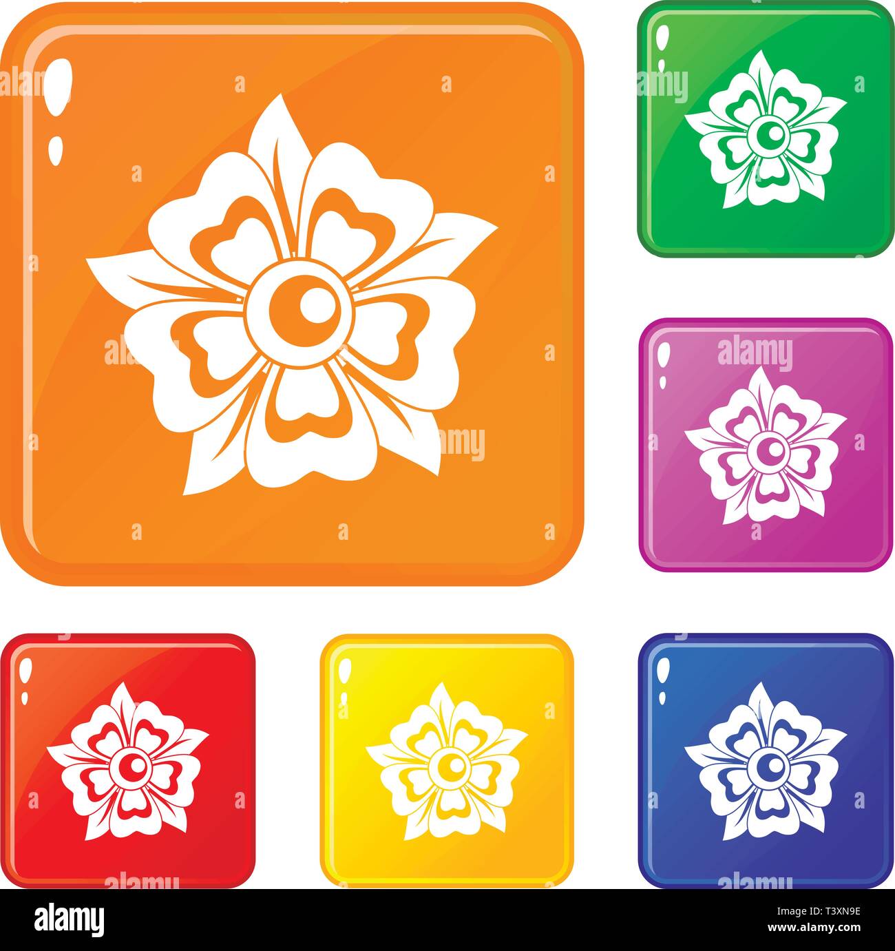 Flower icons set vector color Stock Vector Image & Art - Alamy
