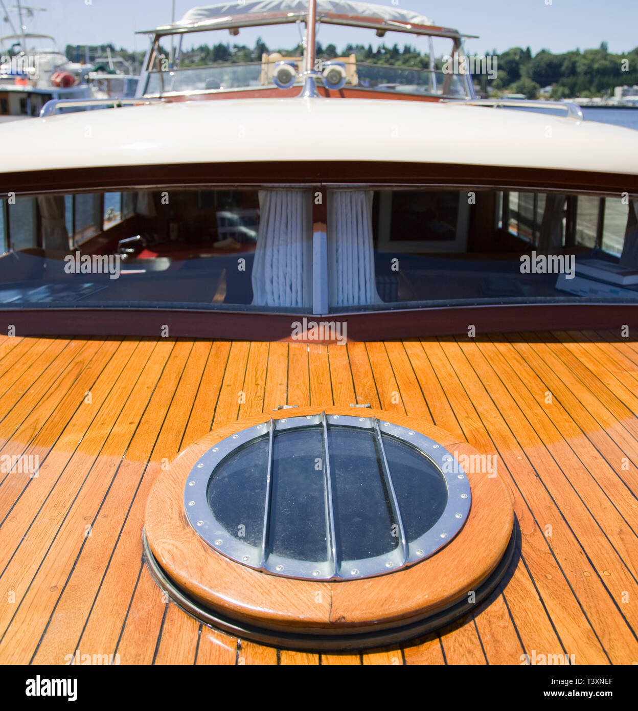 High angle view of yacht deck and windows Stock Photo - Alamy