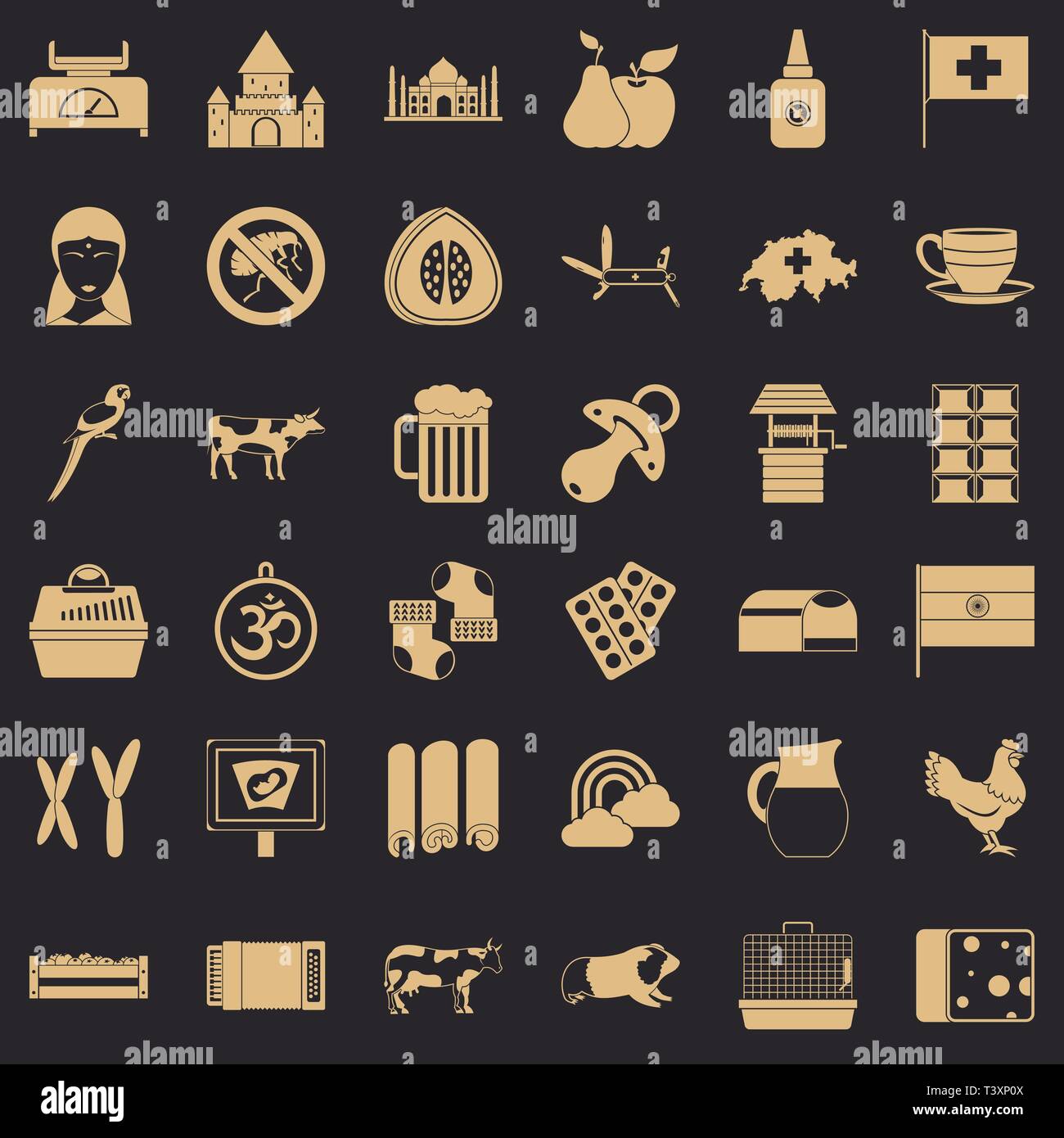 Milk cow icons set, simple style Stock Vector Image & Art - Alamy