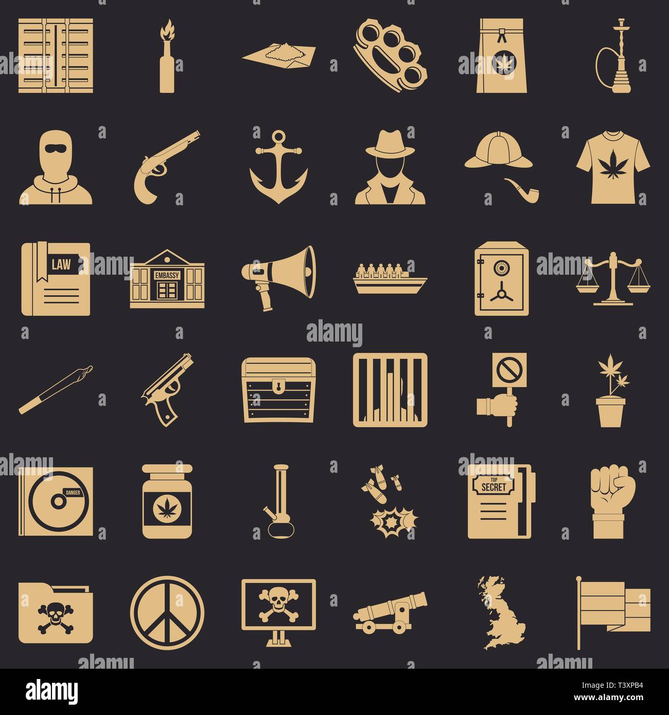 Secret crime icons set, simple style Stock Vector Image & Art - Alamy